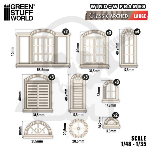 Battle-Models > Arched Classic Miniature Windows - Large - duże okna łukowe